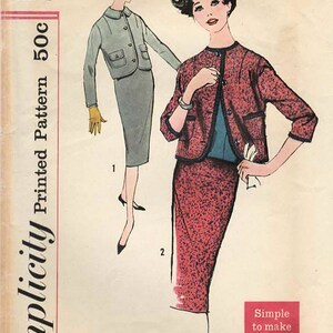 1950s Simplicity 2637 Vintage Sewing Pattern Junior and Misses Pencil ...