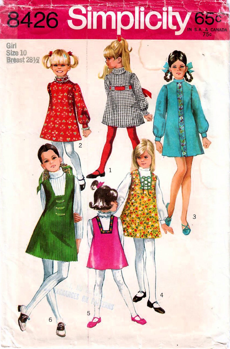 1960s Simplicity 8426 Vintage Sewing Pattern Girls A-line - Etsy