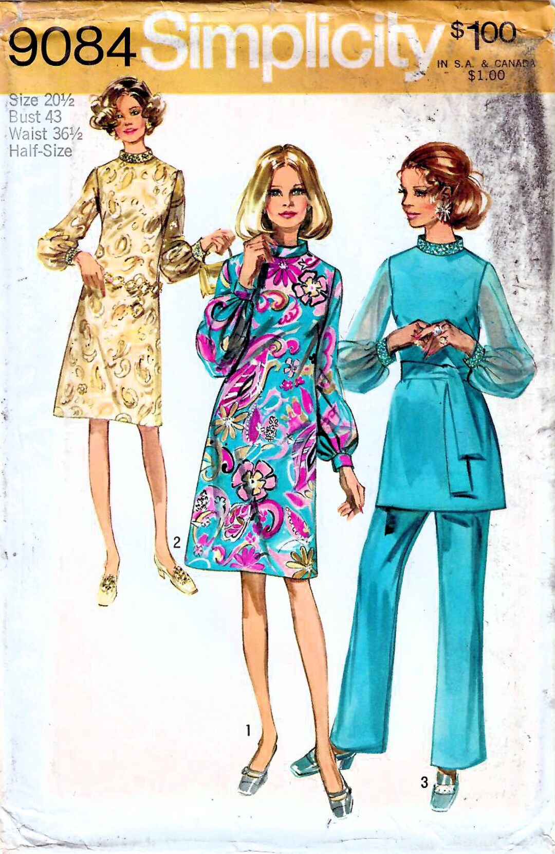 1970s Simplicity 9084 UNCUT Vintage Sewing Pattern A-line Dress, Tunic ...