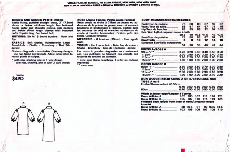 1980s Vogue 8366 Vintage Sewing Pattern Misses Loose-fitting - Etsy