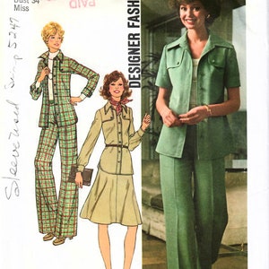 1970s Simplicity 7046 Vintage Sewing Pattern Misses Shirt Jacket Pants ...