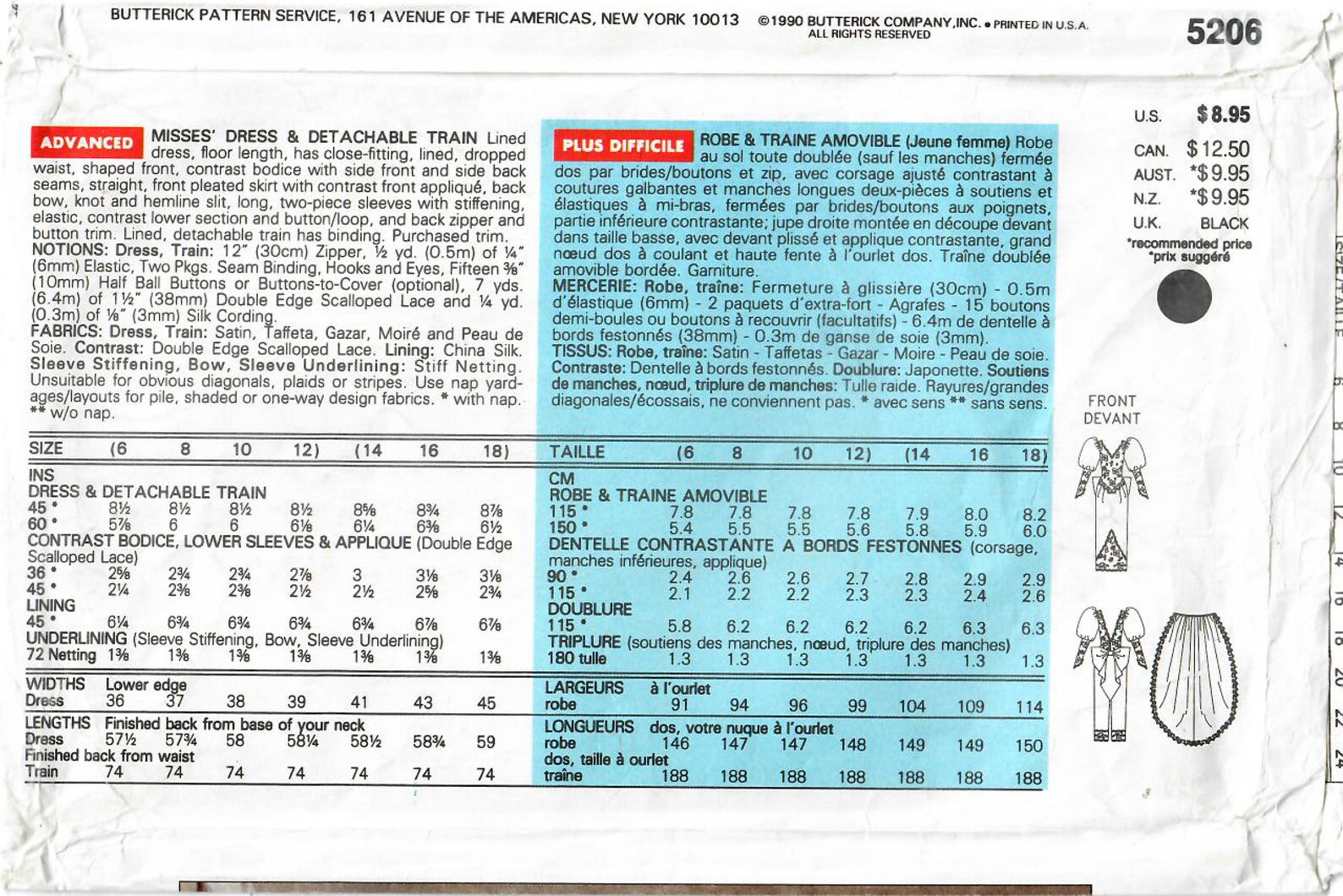 1990s Butterick 5206 UNCUT Vintage Sewing Pattern Misses - Etsy