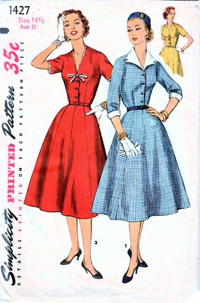 1950s Simplicity 1427 Vintage Sewing Pattern Misses' Half | Etsy