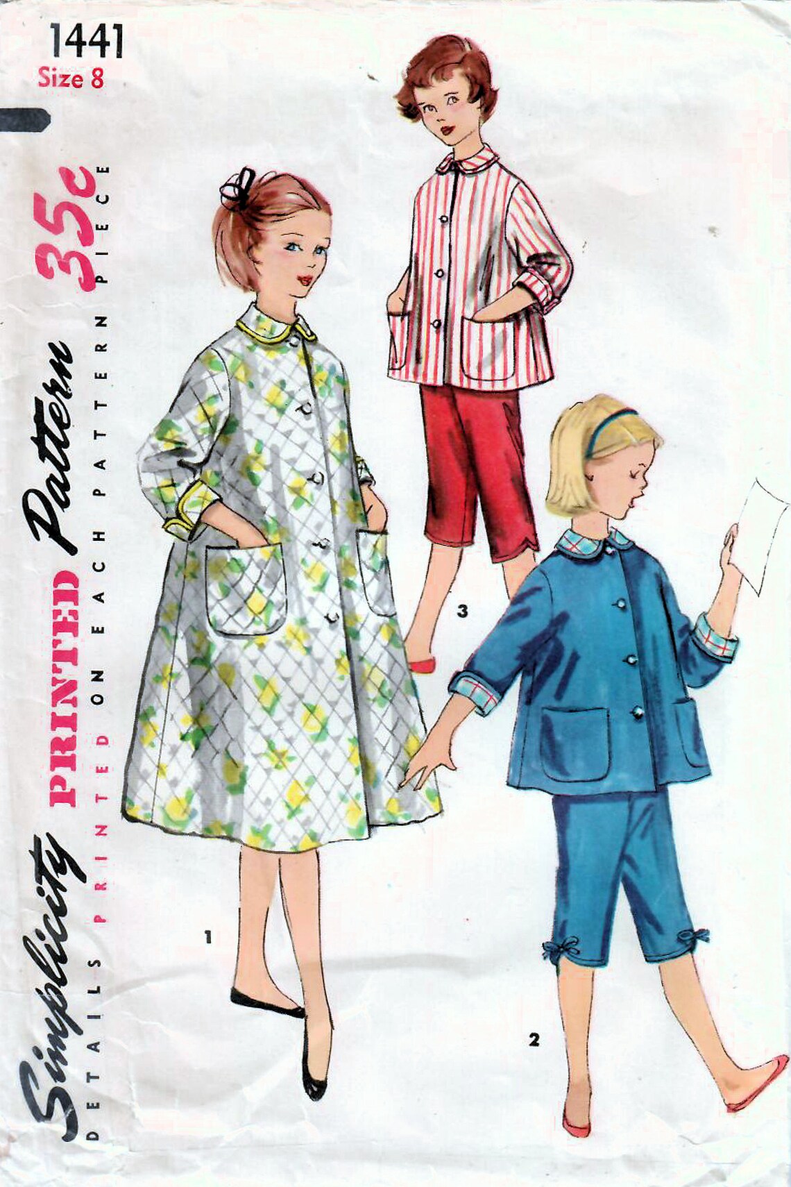 1950s Simplicity 1441 Vintage Sewing Pattern Girls Robe - Etsy