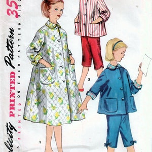 1950s Simplicity 1441 Vintage Sewing Pattern Girls Robe, Housecoat ...