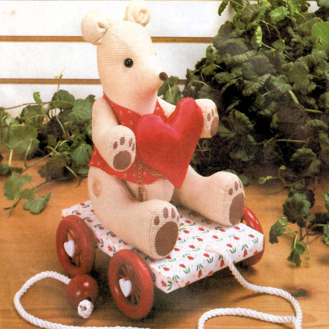 1980s Stuffed Bear Pull Toy Craft Pattern: Simplicity 7827 UNCUT - Etsy