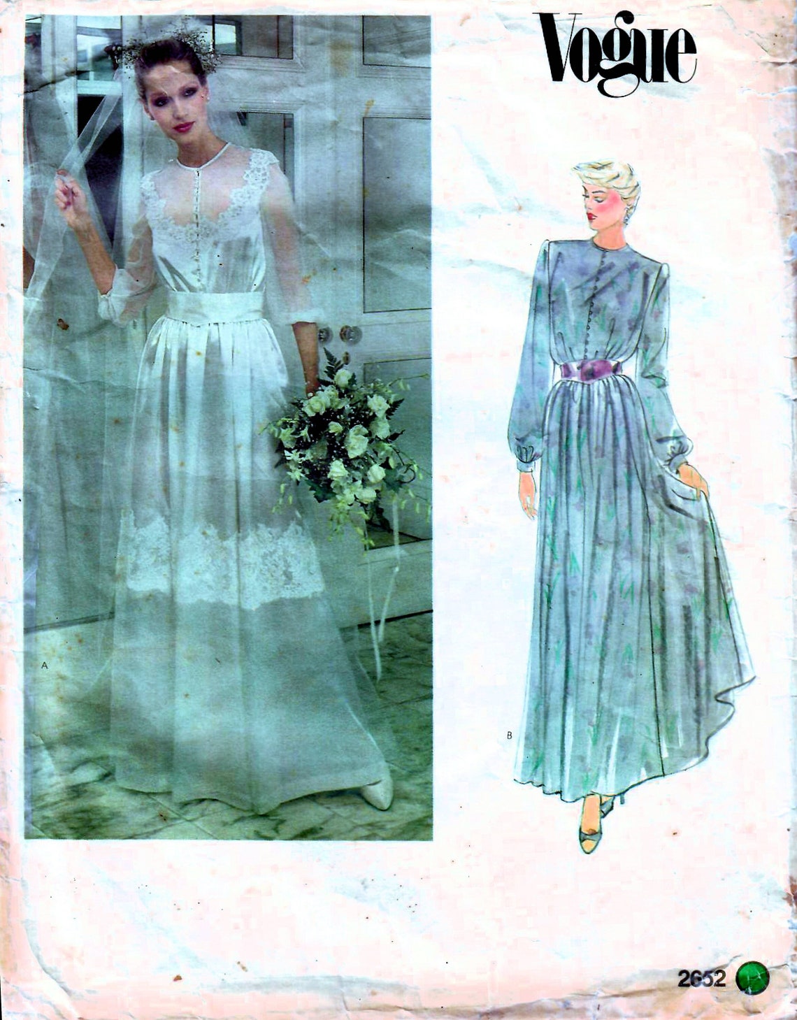 1980s Vogue 2652 Vintage Sewing Pattern Misses Formal Dress, Long Dress ...