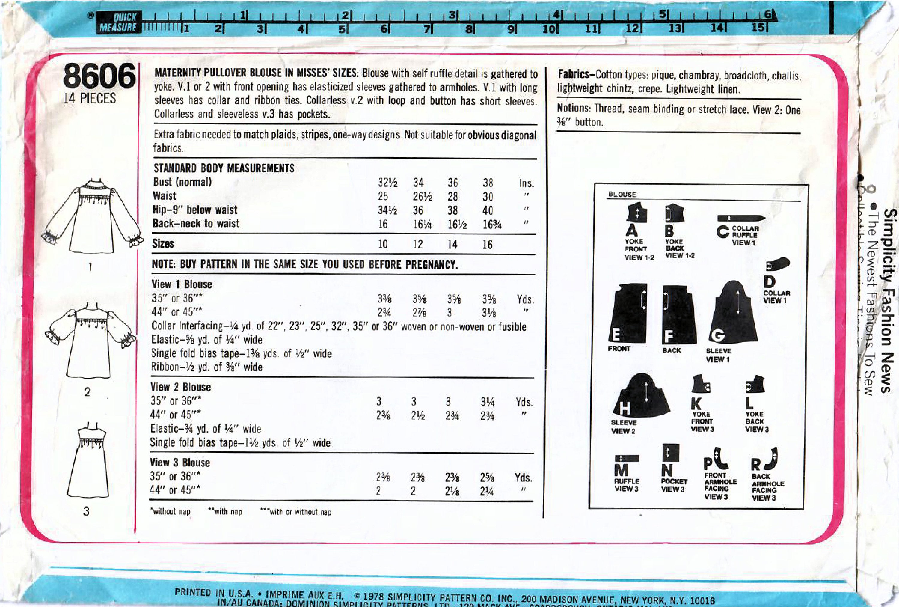 1970s Simplicity 8606 Vintage Sewing Pattern Misses Maternity - Etsy