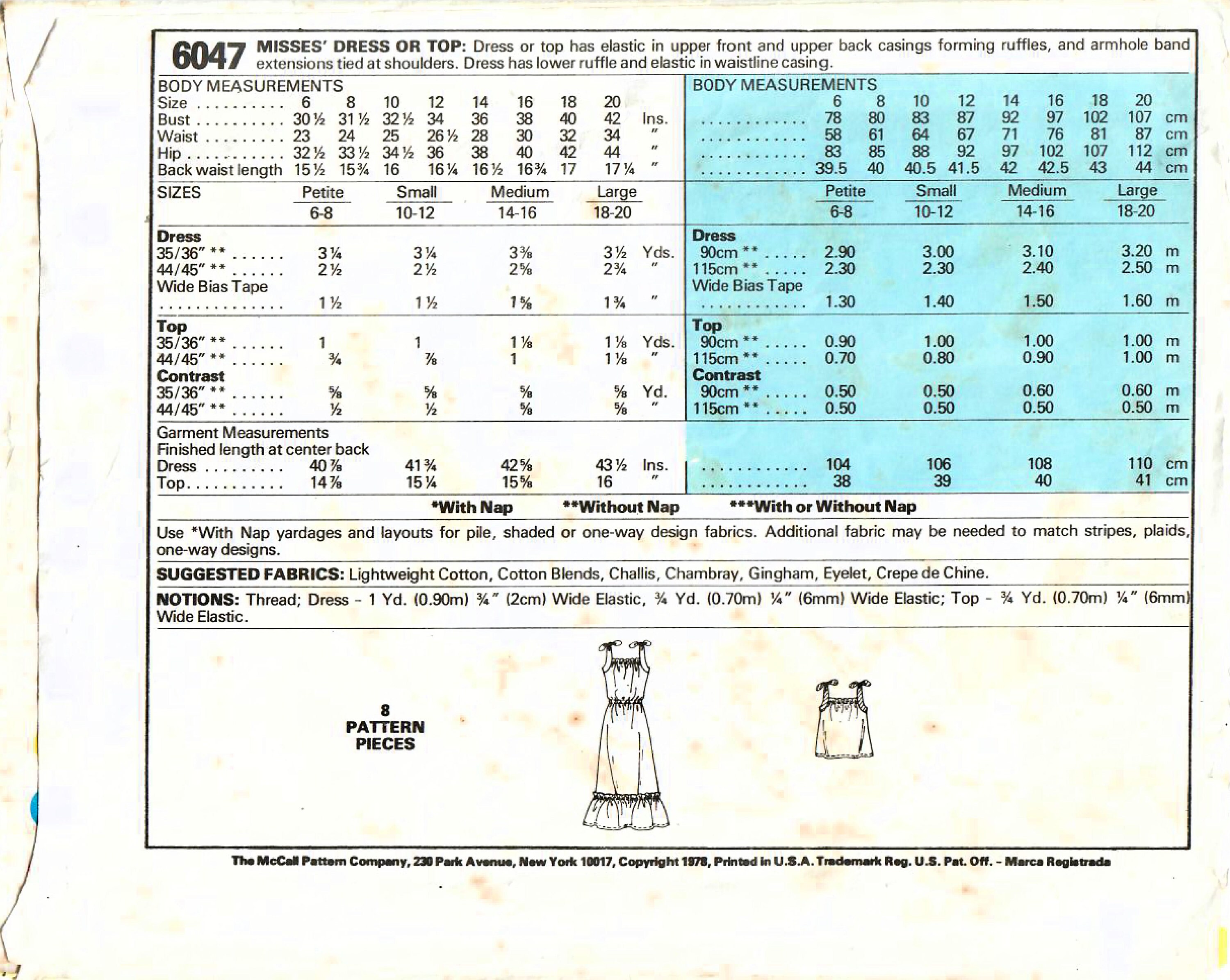 1970s McCall's 6047 Vintage Sewing Pattern Misses | Etsy