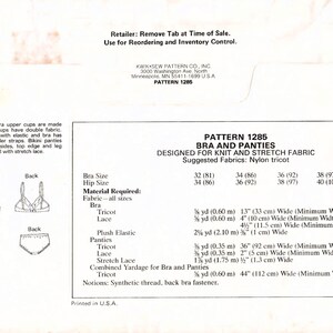1980s Kwik Sew 1285 UNCUT Vintage Sewing Pattern Misses Underwear, Bra ...