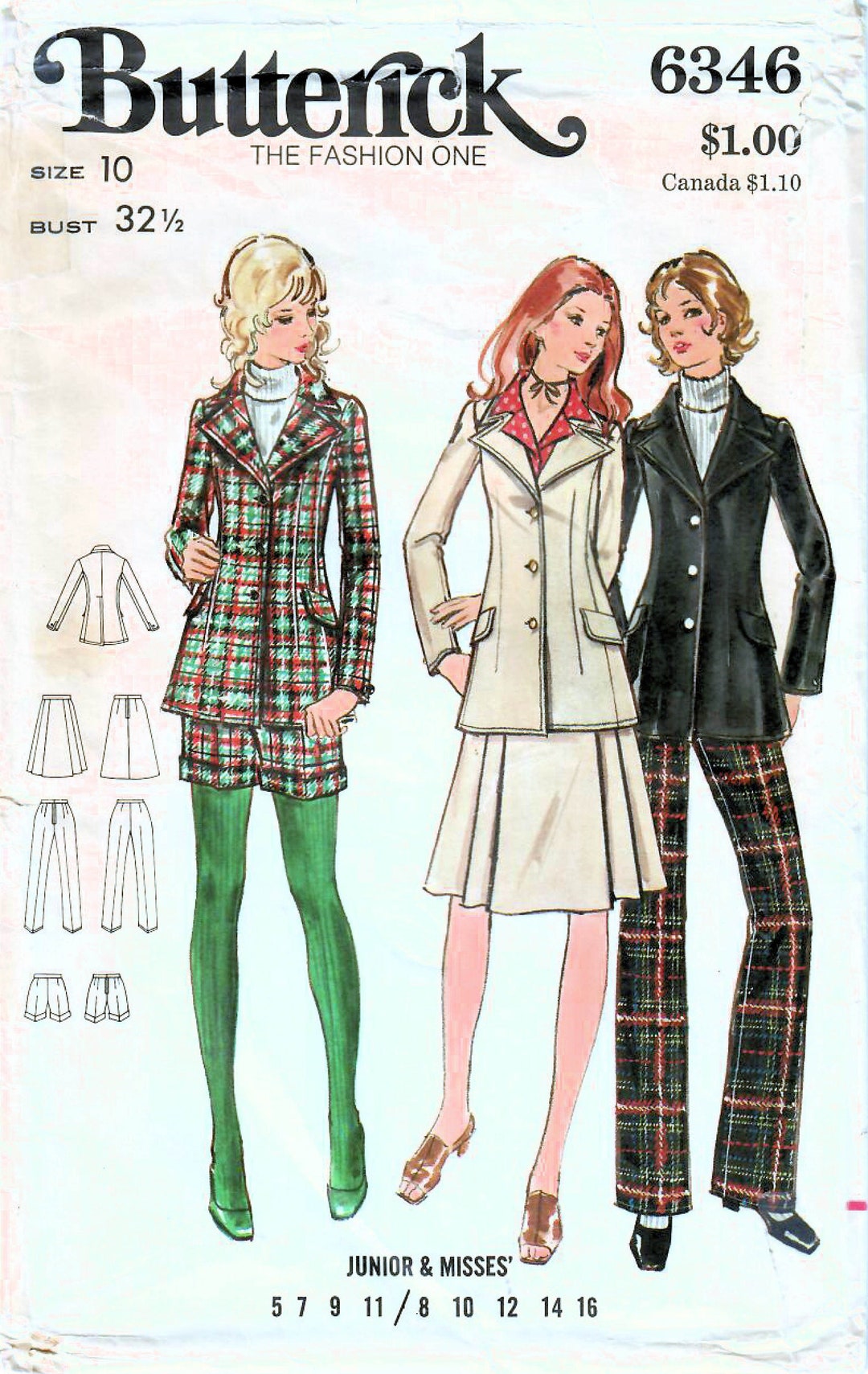 1970s Butterick 6346 Vintage Sewing Pattern Tailored Jacket or Blazer ...