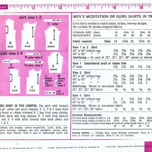1960s Simplicity 8006 Vintage Sewing Pattern Meditation Shirt, Guru ...