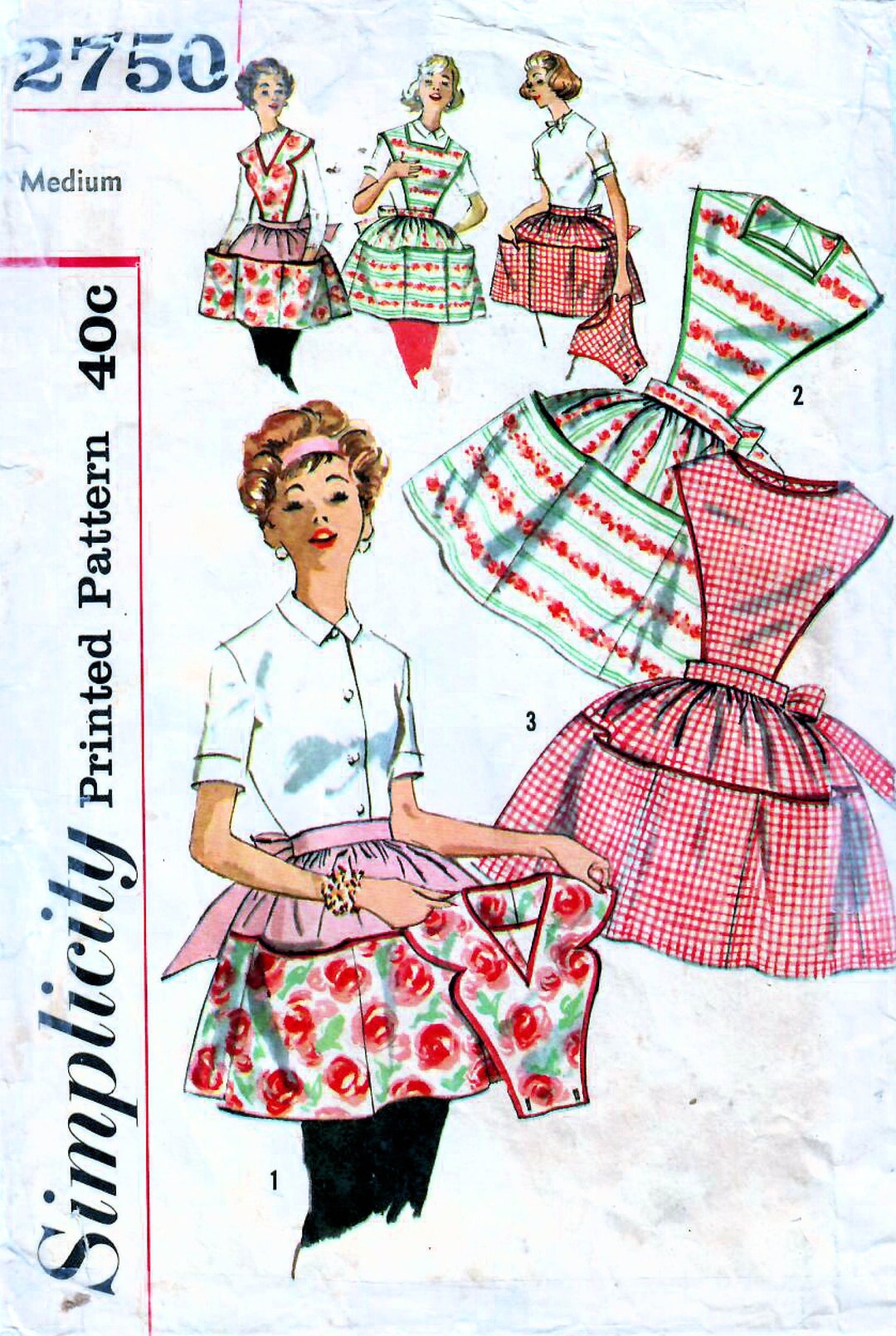 1950s Simplicity 2750 UNUSED Vintage Sewing Pattern Misses Full Apron ...