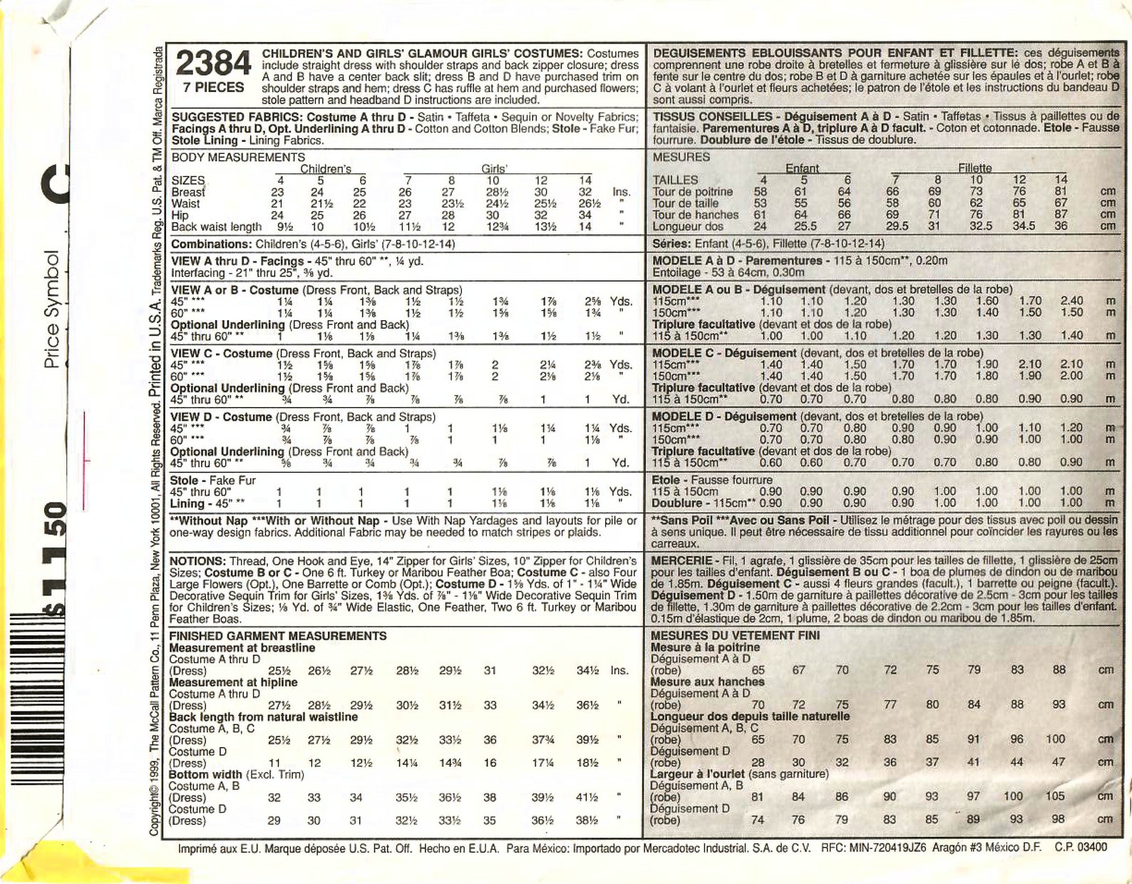 1990s Mccall's 2384 UNCUT Vintage Sewing Pattern Girls - Etsy