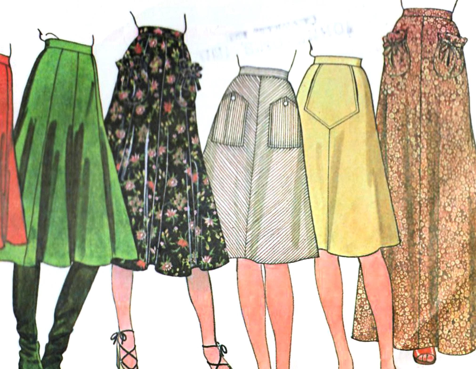 1970s Flared Skirts Sewing Pattern: Mccall's 5113 Misses Sizes Waist 26 ...