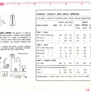 1960s Simplicity 6809 Vintage Sewing Pattern Full Apron, Art Smock ...