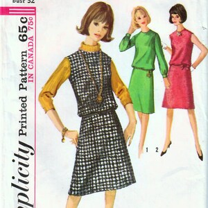 1960s Simplicity 5588 Vintage Sewing Pattern Blouson Dress, Jumper ...