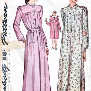 1940s Simplicity 1402 / 2210 Vintage Sewing Pattern Misses Nightgown ...