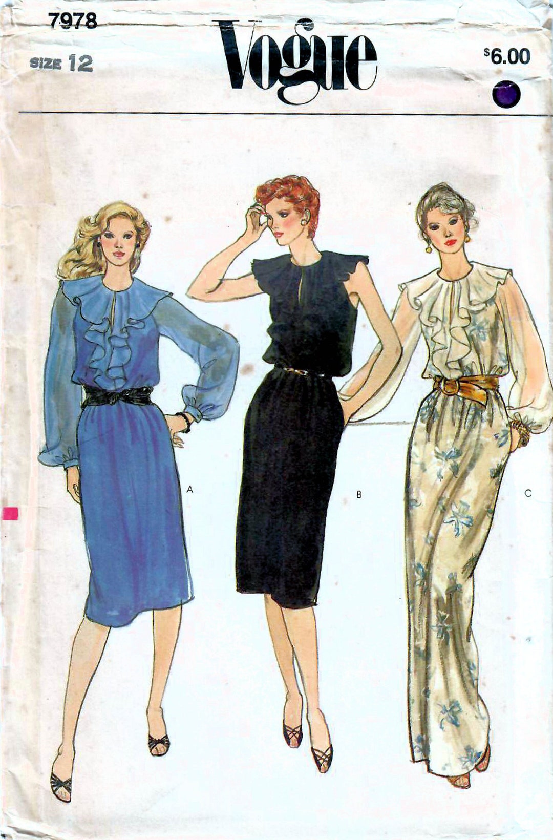 1980s Vogue 7978 UNCUT Vintage Sewing Pattern Misses Pullover Dress ...