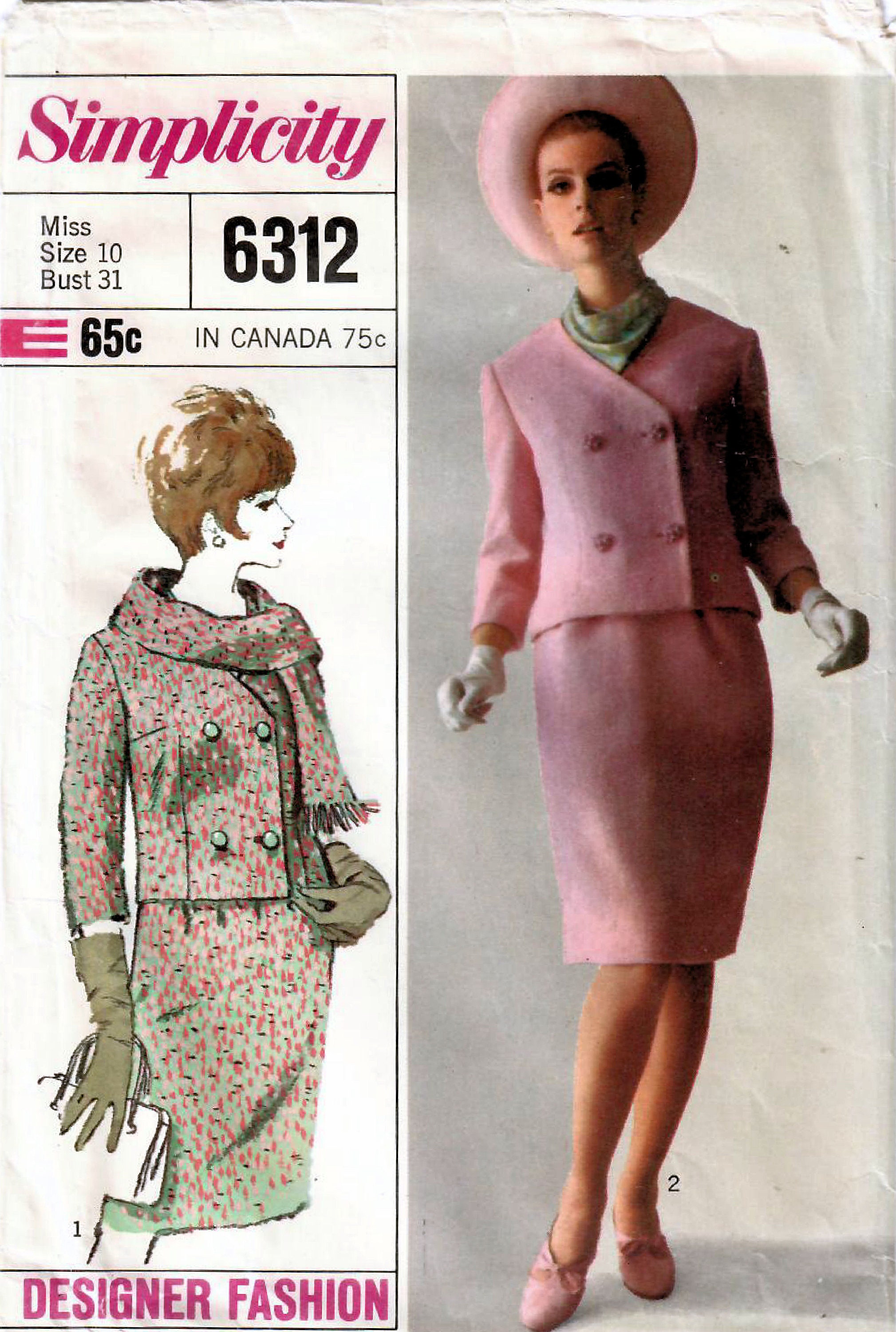 1960s Simplicity 6312 Vintage Sewing Pattern Misses' Suit - Etsy