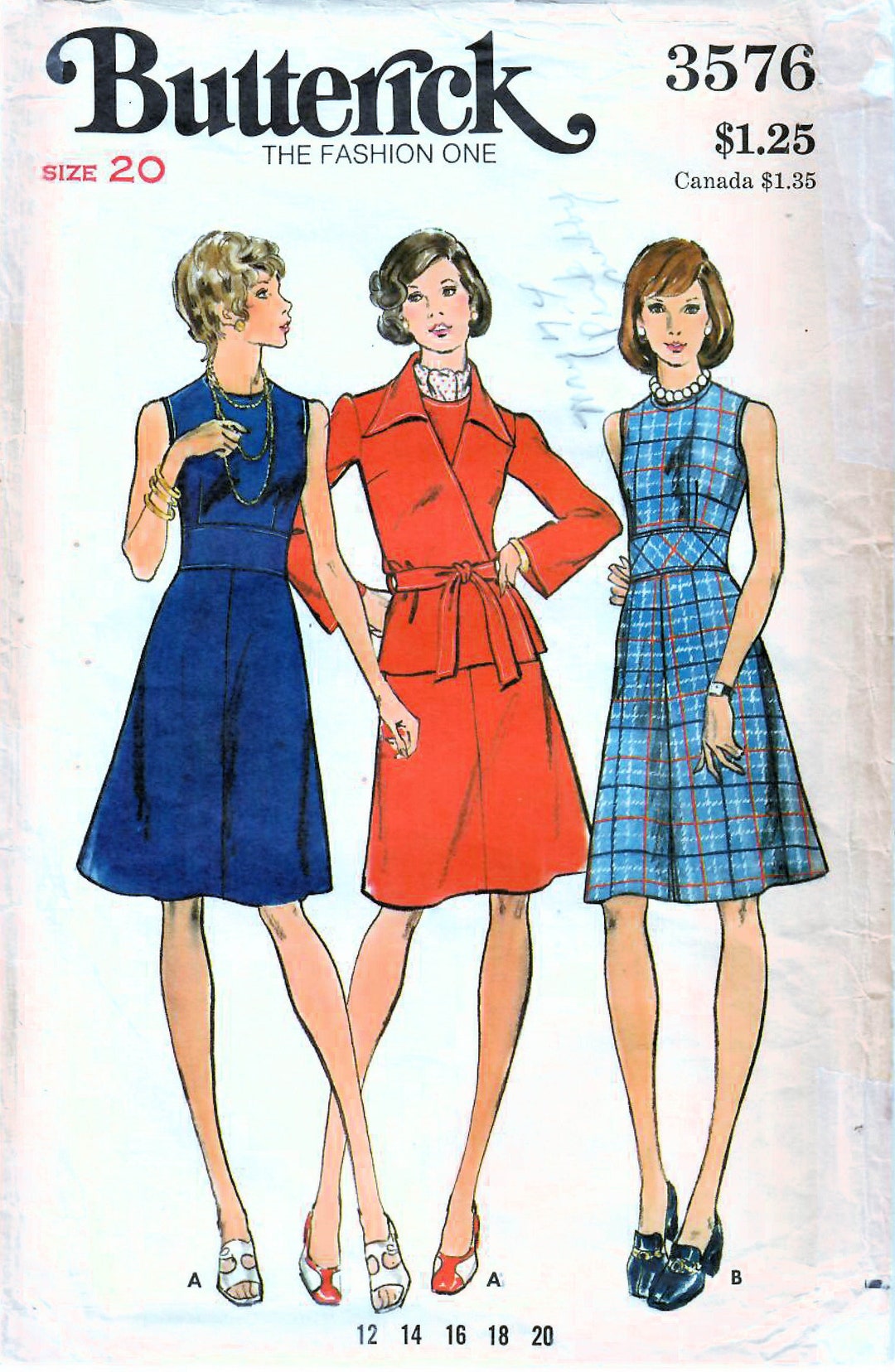 1970s Butterick 3576 Vintage Sewing Pattern Misses Midriff Dress, A ...
