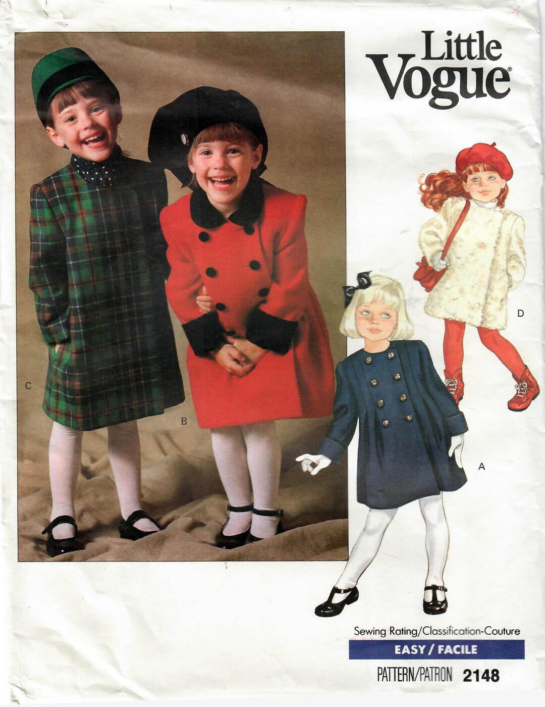 1980s Vogue 2148 UNCUT Vintage Sewing Pattern Double Breasted Coat, A ...
