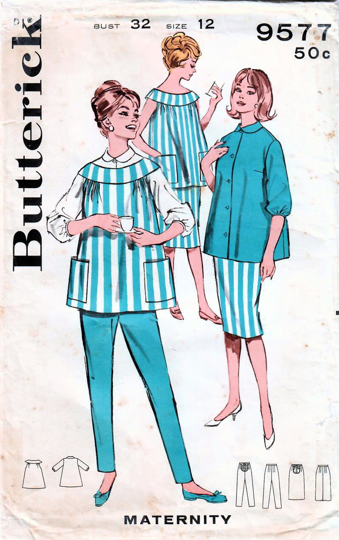 1960s Butterick 9577 Vintage Sewing Pattern Maternity Coordinates ...