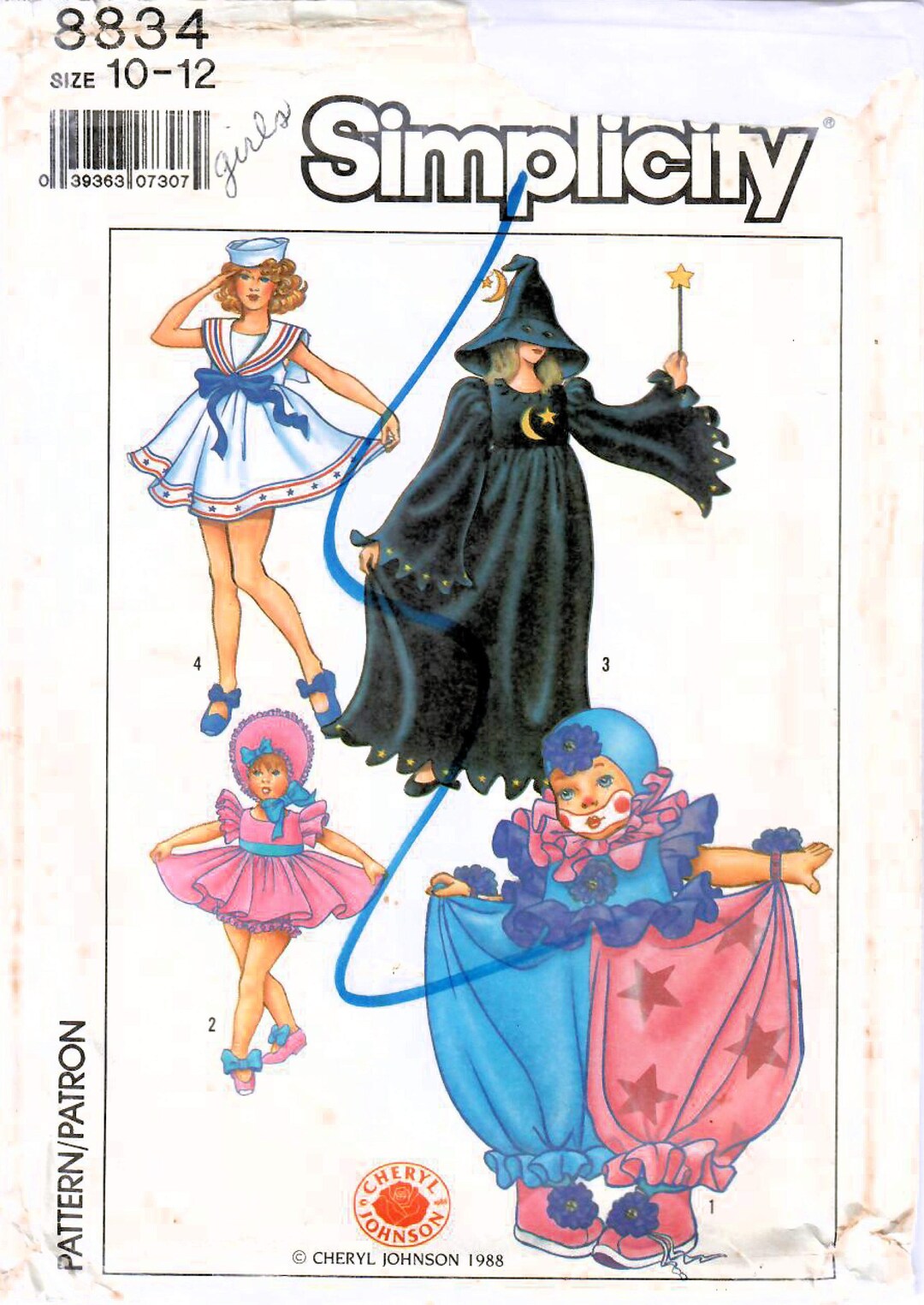 1980s Simplicity 8834 UNCUT Vintage Sewing Pattern Girls Costumes Witch ...