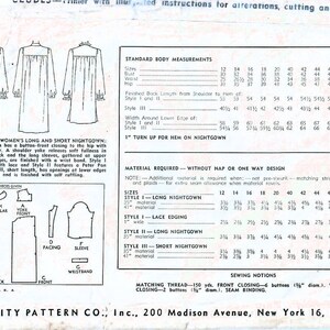 1940s Simplicity 1402 / 2210 Vintage Sewing Pattern Misses Nightgown ...