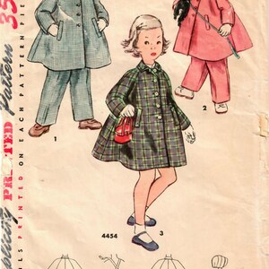 1950s Simplicity 4454 Vintage Sewing Pattern Girls Coat - Etsy