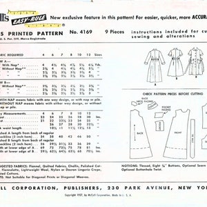 1950s Mccall's 4169 Vintage Sewing Pattern Girls Tent Robe, Long Robe ...