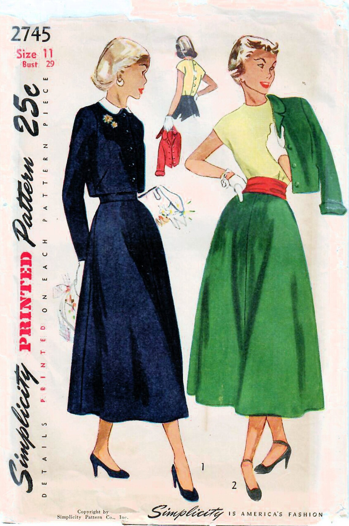 1940s Simplicity 2745 Vintage Sewing Pattern Junior Blouse - Etsy