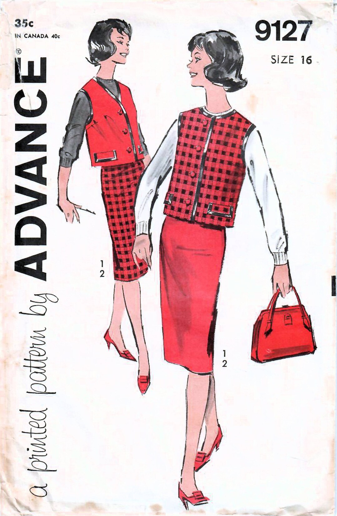 1950s Advance 9127 Vintage Sewing Pattern Misses Slim Skirt, Vest Size ...