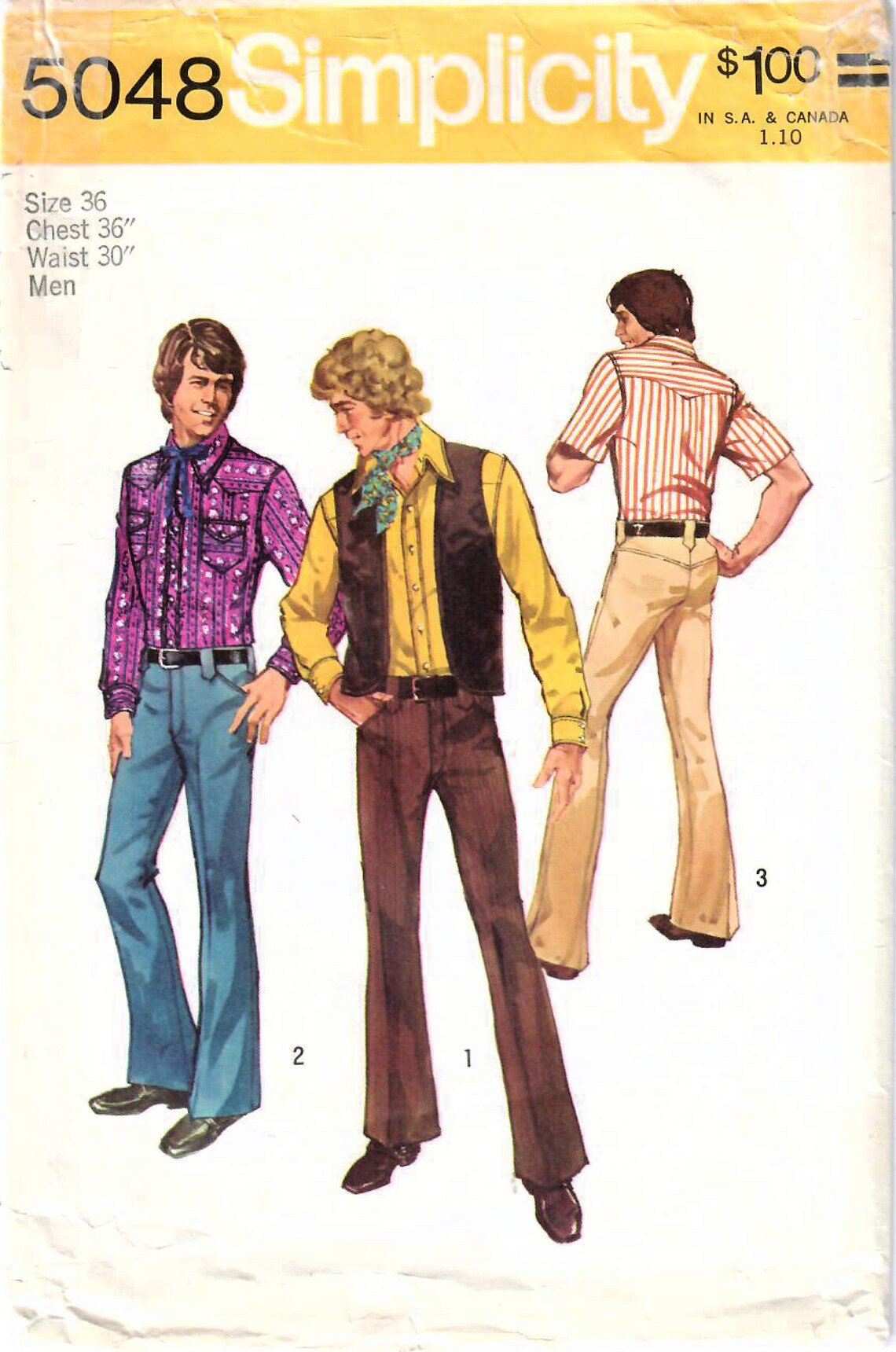 1970s Simplicity 5048 Vintage Sewing Pattern Men's Western - Etsy