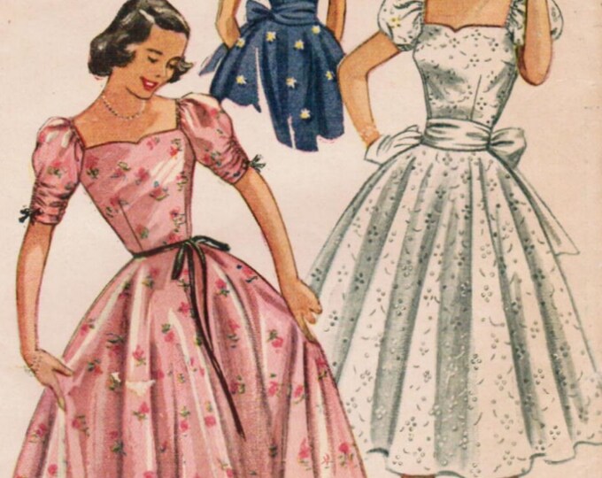 Vintage 1952 Simplicity 4186 Sewing Pattern Misses' One-piece Dress ...