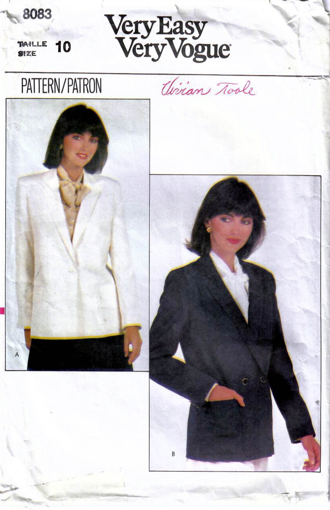 1980s Vogue 8083 Vintage Sewing Pattern Jacket, Blazer Misses Size 10 ...