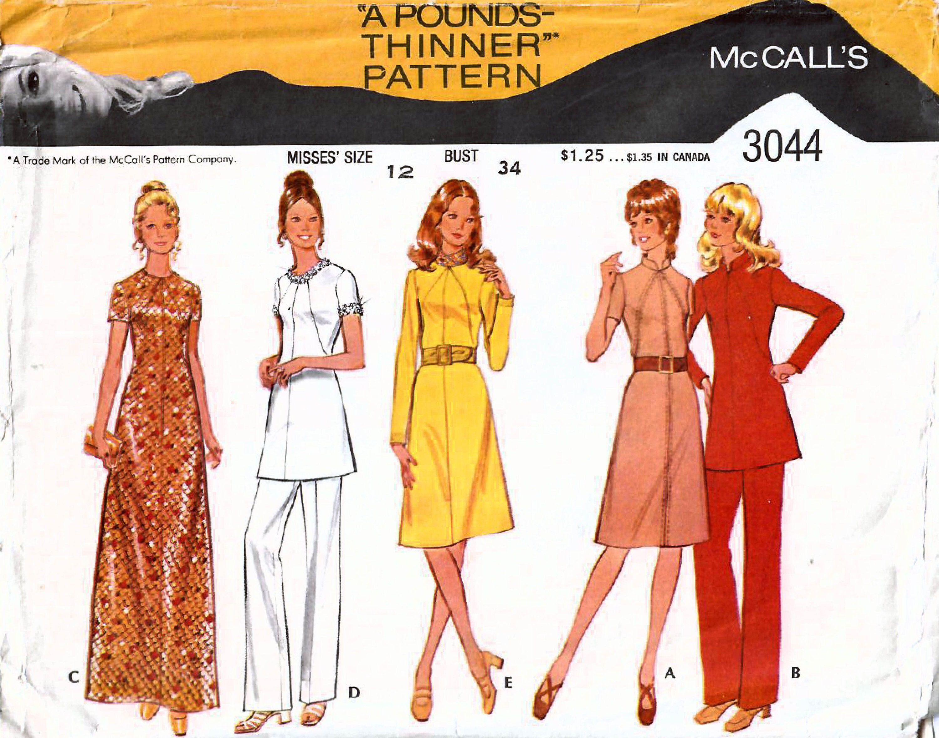 1970s Mccall's 3044 Vintage Sewing Pattern A-line Tunic Top, Pants ...