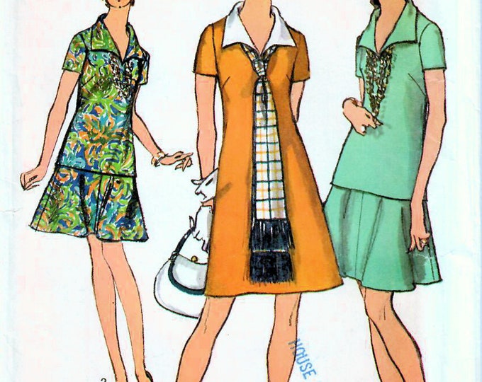 1970s Simplicity 8844 Vintage Sewing Pattern A-line Dress, Tunic Top ...