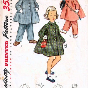 1950s Simplicity 4454 Vintage Sewing Pattern Girls Coat - Etsy