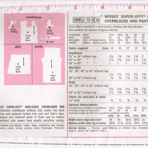 1970s Simplicity 8830 Vintage Sewing Pattern Misses Mini-skirt, Tunic ...