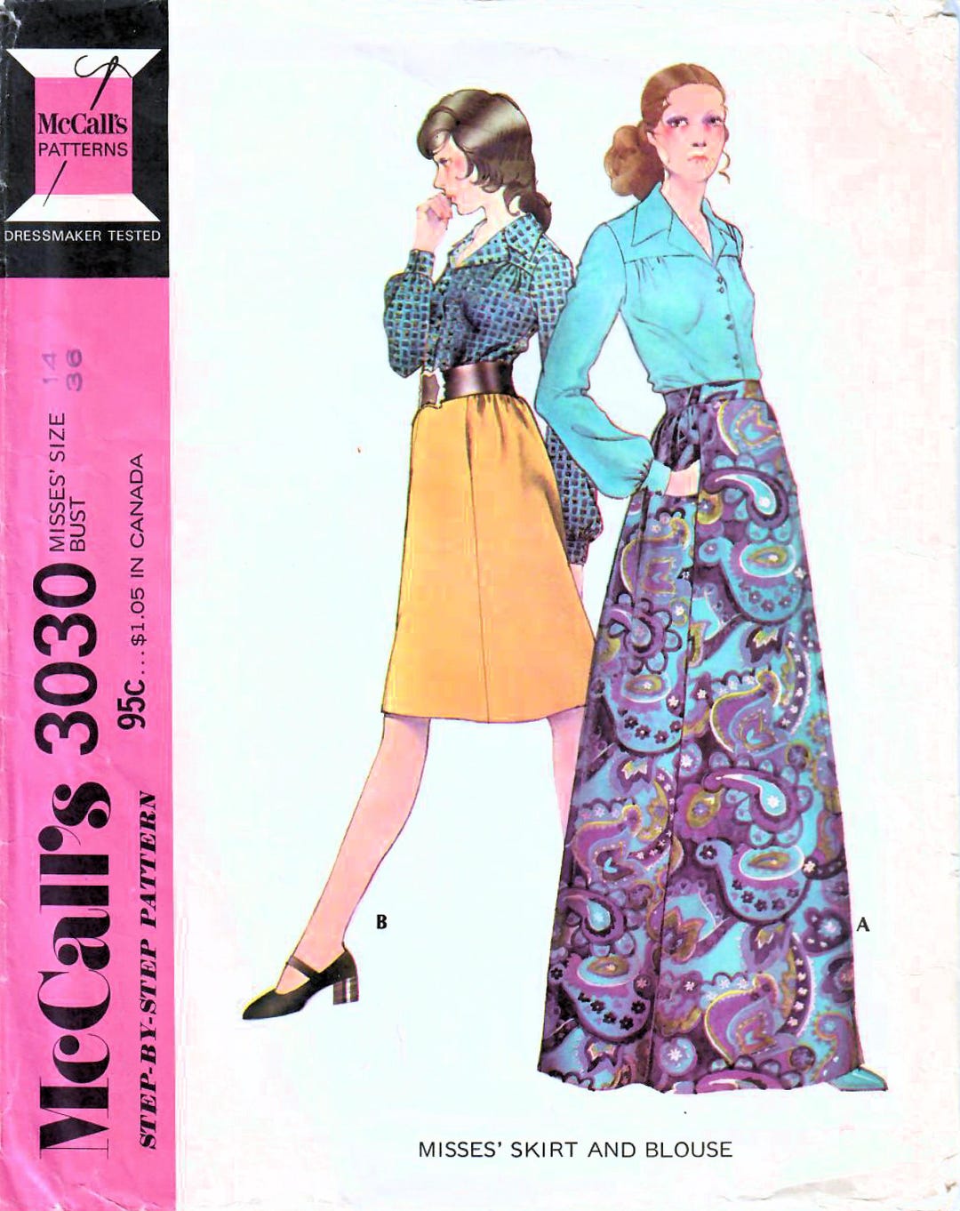 1970s Mccall's 3030 Vintage Sewing Pattern Misses Full Skirt, Maxi ...