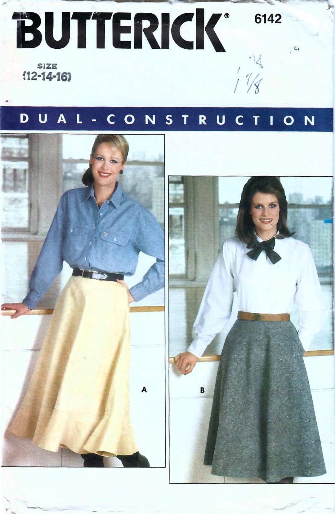 1980s Butterick 6142 Vintage Sewing Pattern Misses Flared Skirt ...