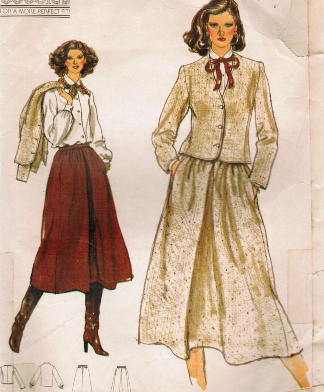 1970s Vogue 7165 Vintage Sewing Pattern Misses' Jacket, Blouse, and ...