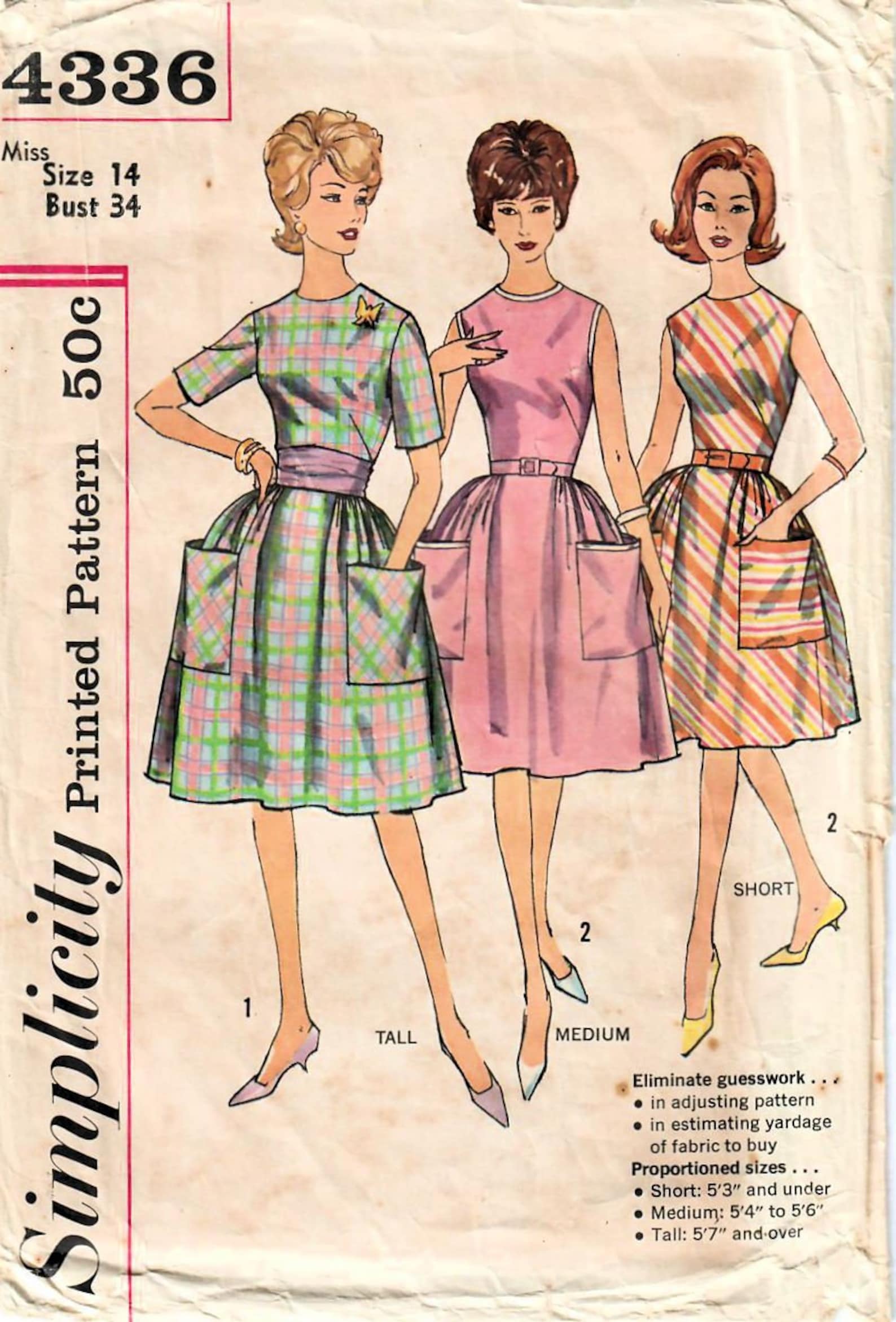 1960s Simplicity 4336 Vintage Sewing Pattern Misses - Etsy