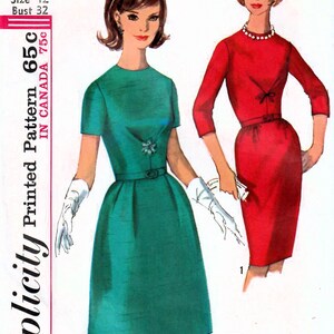 1960s Simplicity 5663 Vintage Sewing Pattern Misses One Piece Dress ...