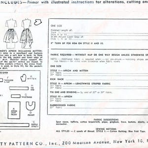 1940s Simplicity 2295 UNCUT Vintage Sewing Pattern Misses Full Apron ...