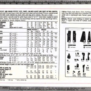 1970s Simplicity 8298 Vintage Sewing Pattern Misses Fitted Vest, Long ...