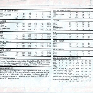 1980s New Look 6325 Vintage Sewing Pattern Jacket, Slim Skirt, Loose ...