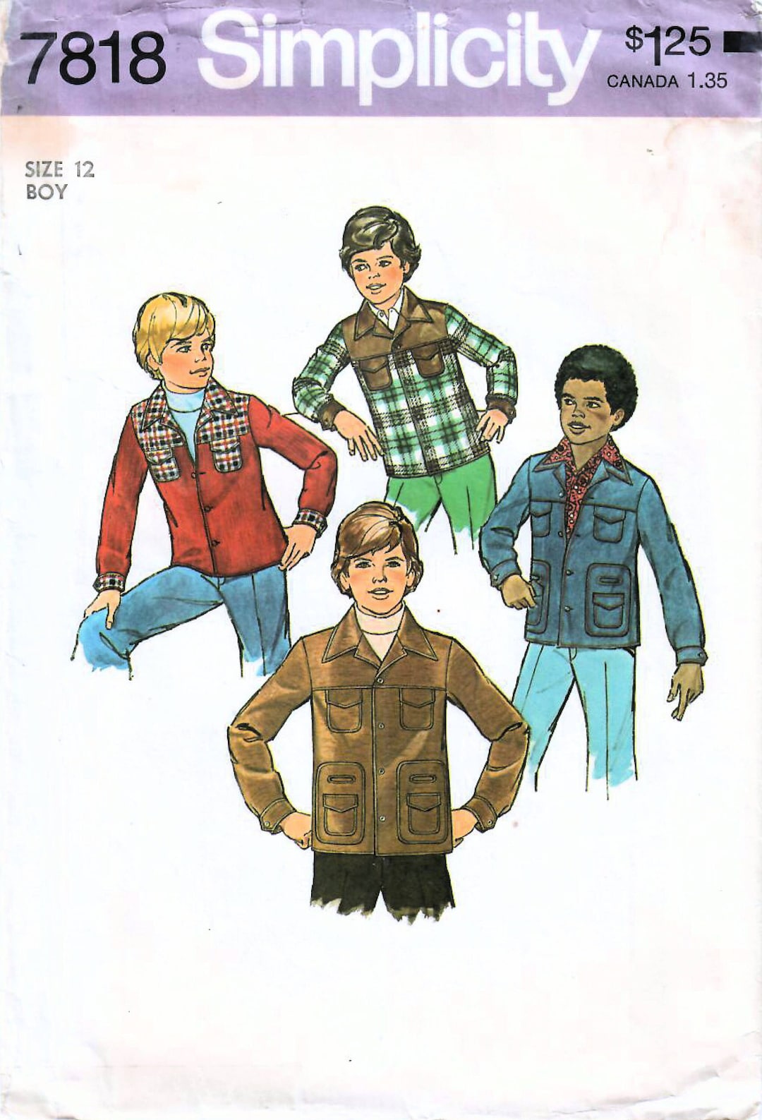 1970s Simplicity 7818 Vintage Sewing Pattern Boys Casual Jacket ...