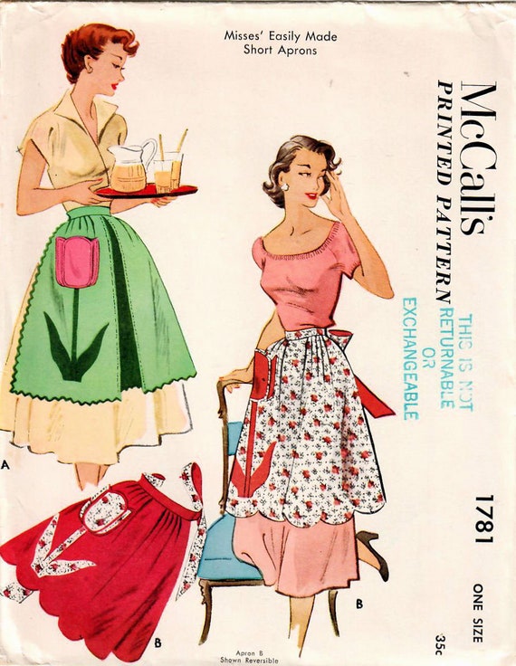 McCall's Apron Sample Misses' or Junior Short Aprons Factory Folded ...